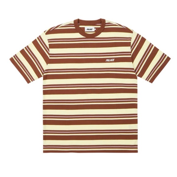 PALACE | Shirts | Palace Brown And Cream Striped Short Sleeve Tee ...